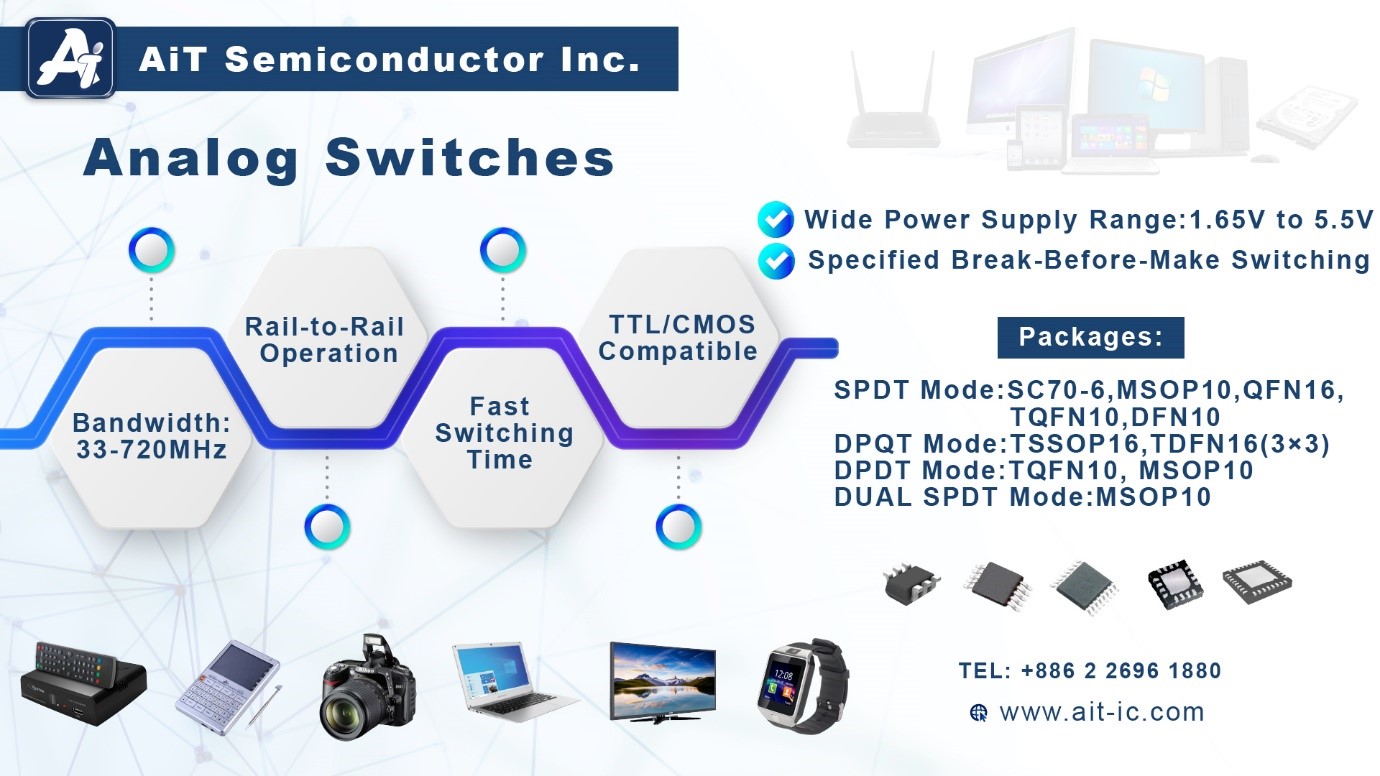 Analog Switches _ SPDT, DPDT, DPQT – AiT Semiconductor Analog Switches _ SPDT, DPDT, DPQT – AiT Semiconductor